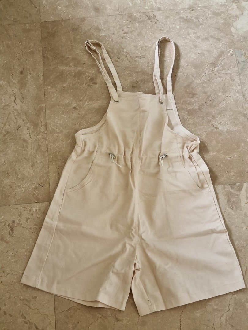 Beige overalls, Women's Fashion, Dresses & Sets, Rompers on Carousell