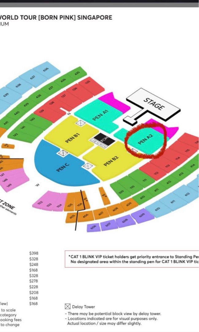 blackpink bp born pink singapore sg tour 13 may day 1 cat 2 tickets pen ...