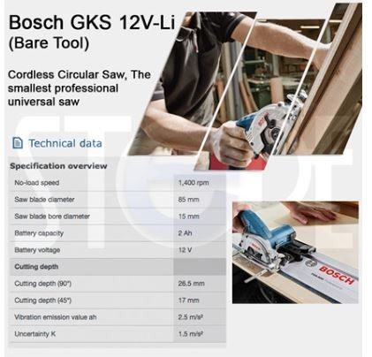 Bosch GKS 12V-LI Professional Cordless Circular Saw (Bare Tool ...