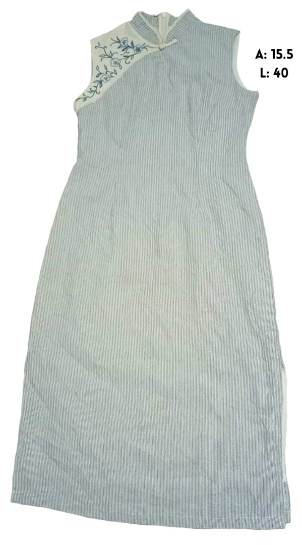 Chinese Dress Cheongsam Stripe With Side Slits on Carousell