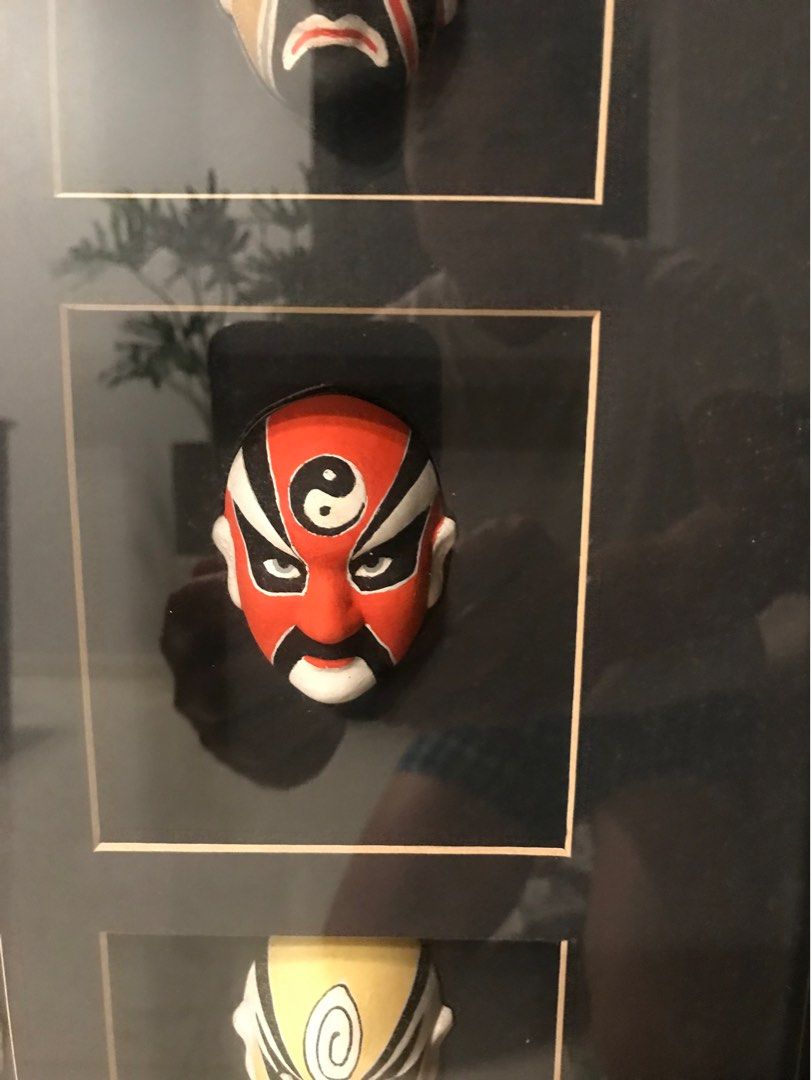Chinese opera face masks in picture frame, Furniture & Home Living ...