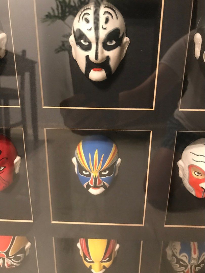 Chinese opera face masks in picture frame, Furniture & Home Living ...