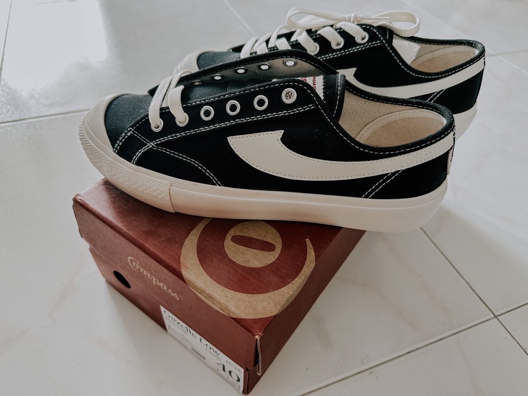 Compass Gazelle Low Shoes (Black White), Women's Fashion, Footwear ...