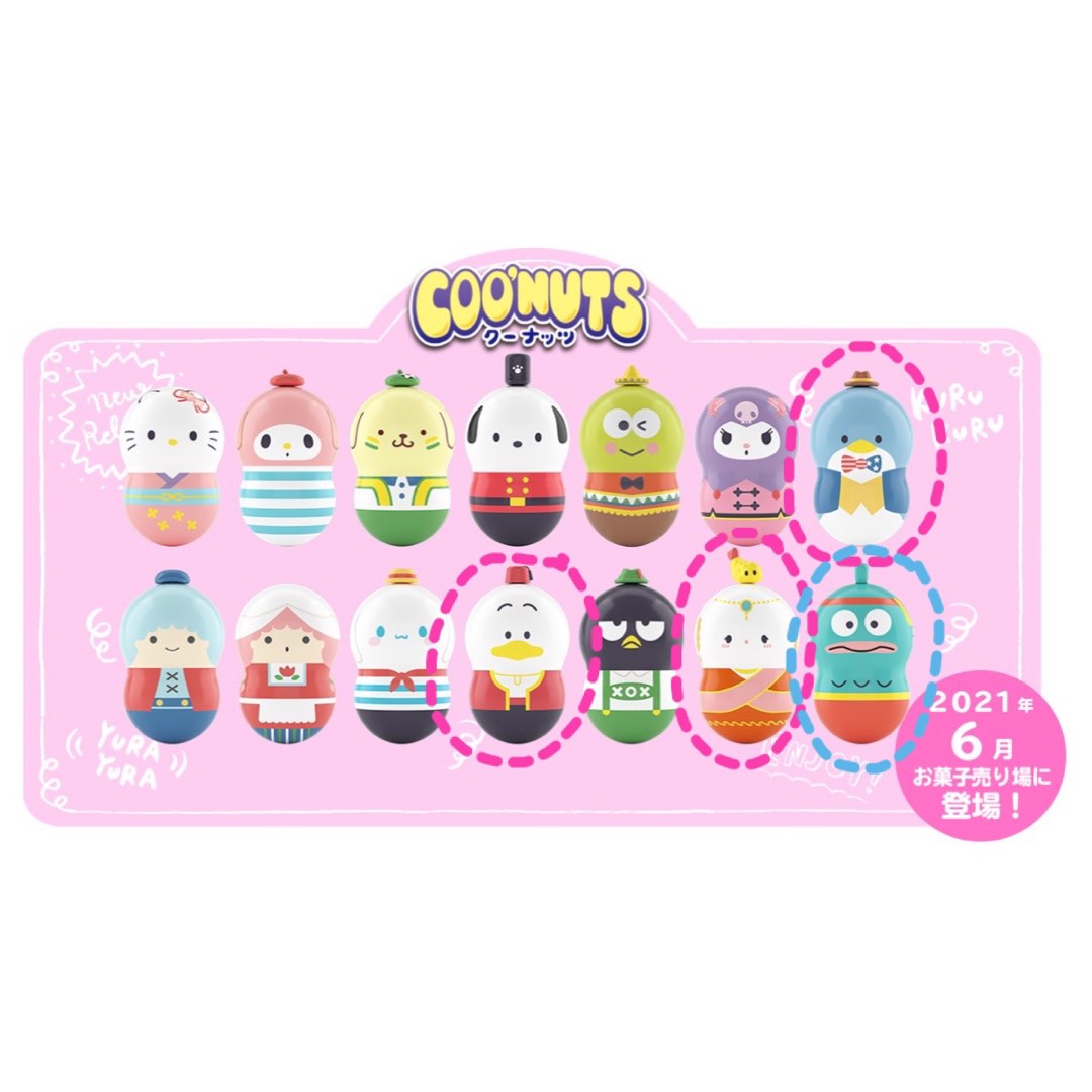 （可交換）Coo’nuts Coonuts Sanrio 角色人物造型 不倒翁, 公告欄 - Carousell