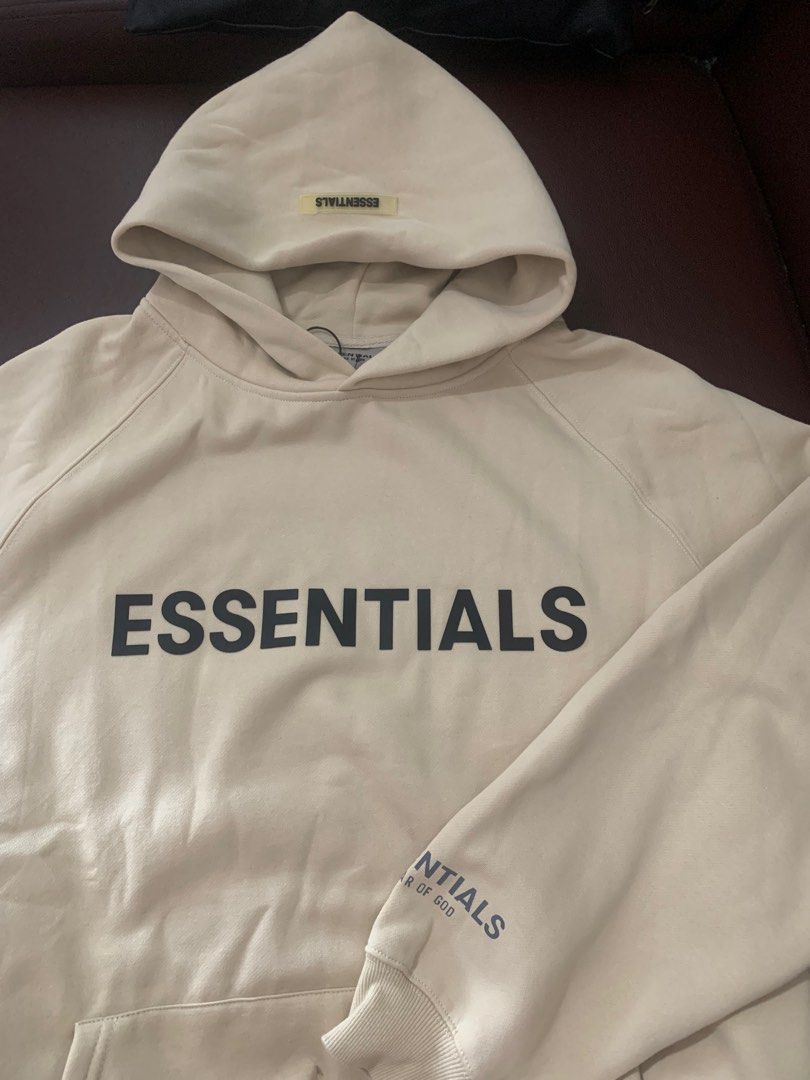 Essentials Fear of God Beige Hoodie, Men's Fashion, Tops & Sets ...