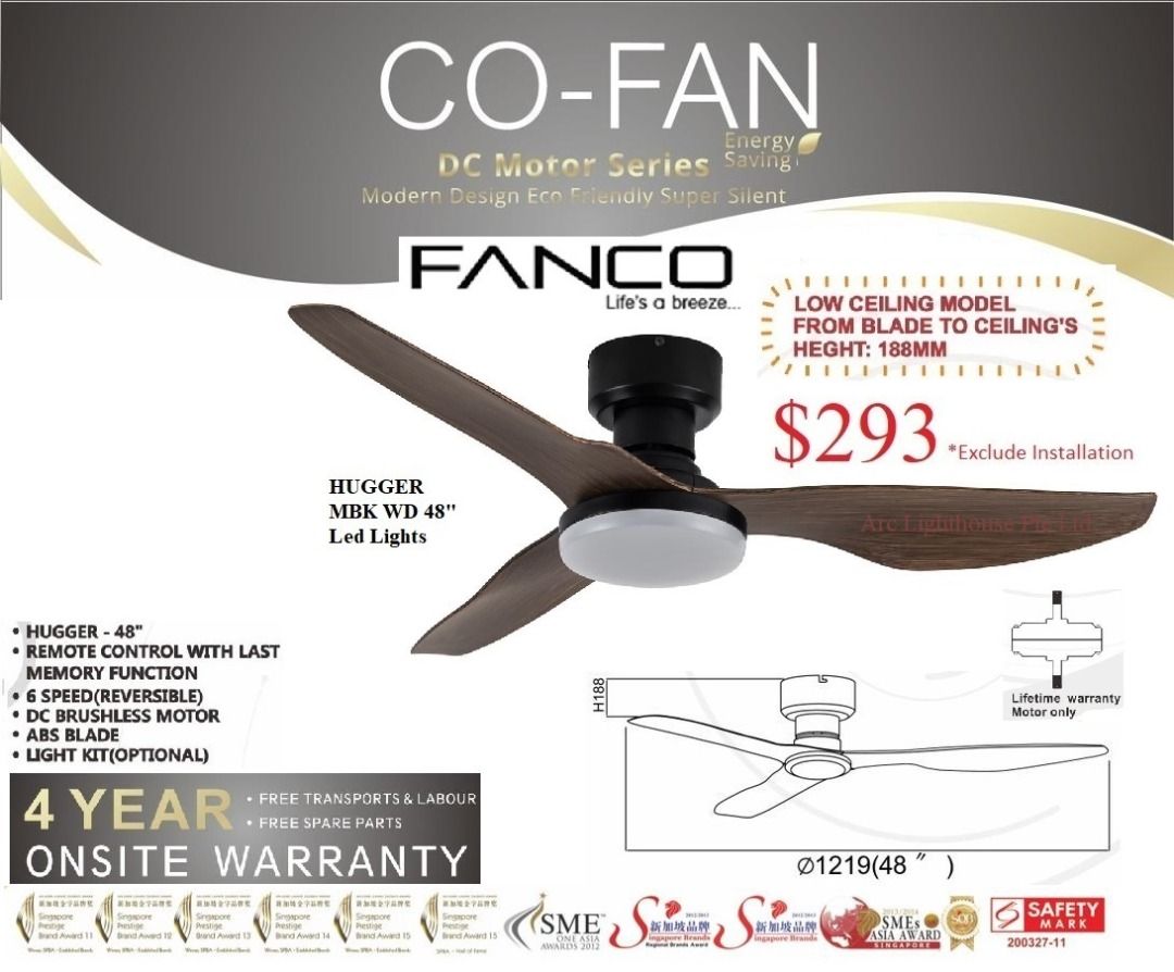 Famco Hugger Ceiling Fan/Fanco Ceiling Fan/Ceiling Fan With Install ...