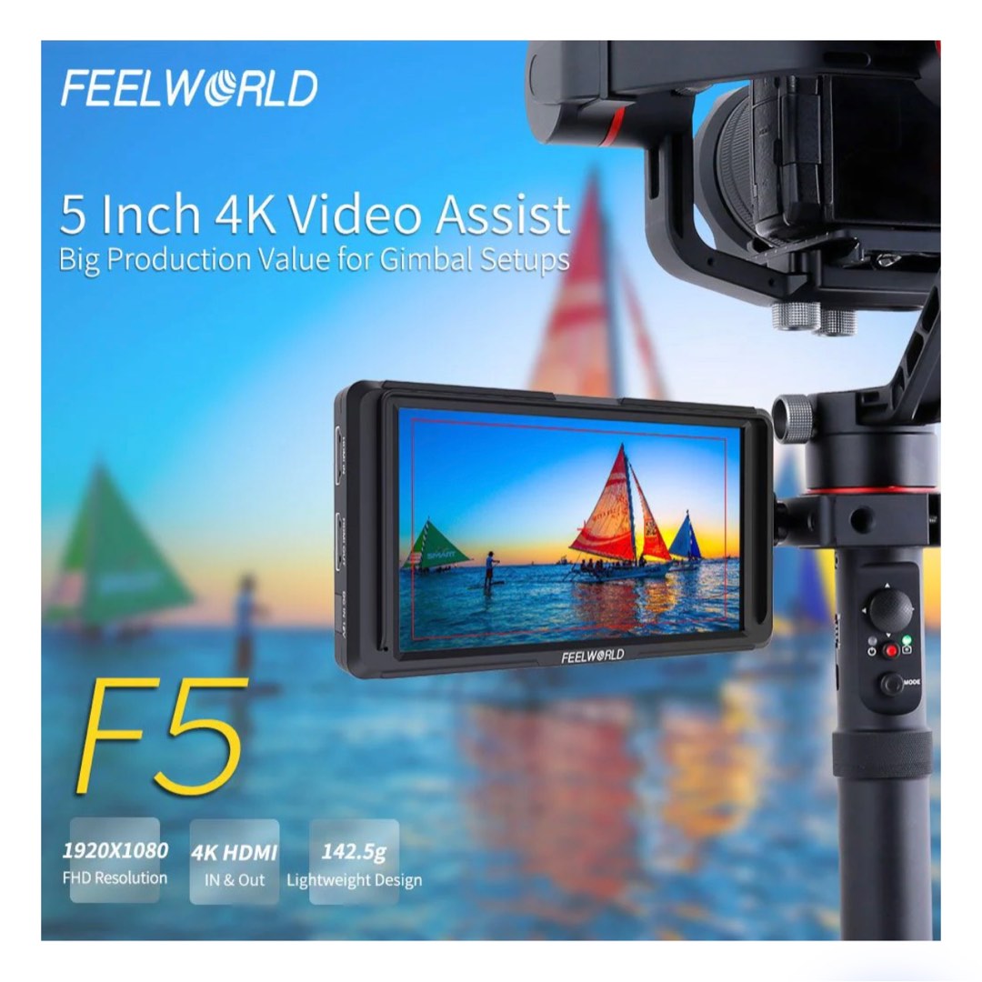 FeelWorld F5 5.0" Full HD HDMI On-Camera Monitor with 4K Support and ...