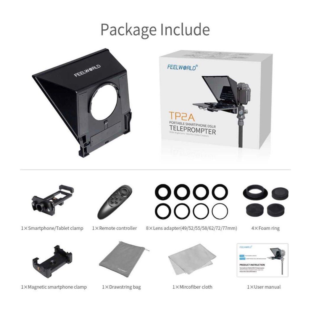 FEELWORLD TP2A PORTABLE 8" TELEPROMPTER SUPPORTS TABLET PROMPTING ...