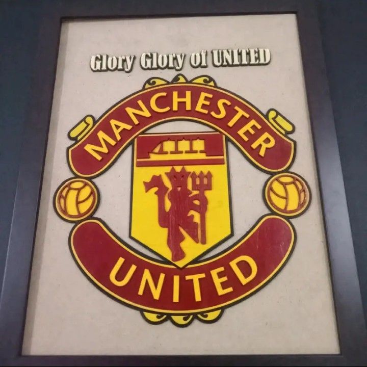 Frame Wooden Photo Manchester United Logo Size A3, Furniture & Home ...