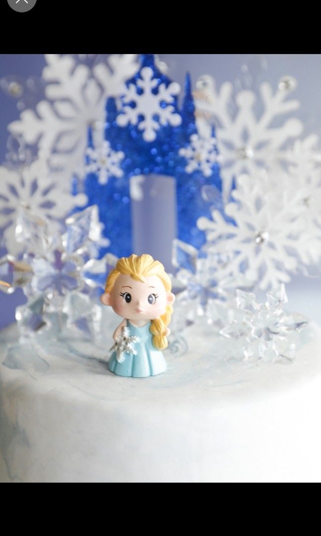 Frozen Elsa Birthday Cake Topper Decoration Figurine Snow Flake ...