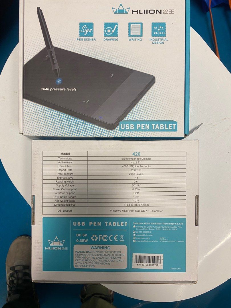 HUION OSU Tablet Graphics Drawing Pen Tablet 420 (4 x 2.23")for working ...