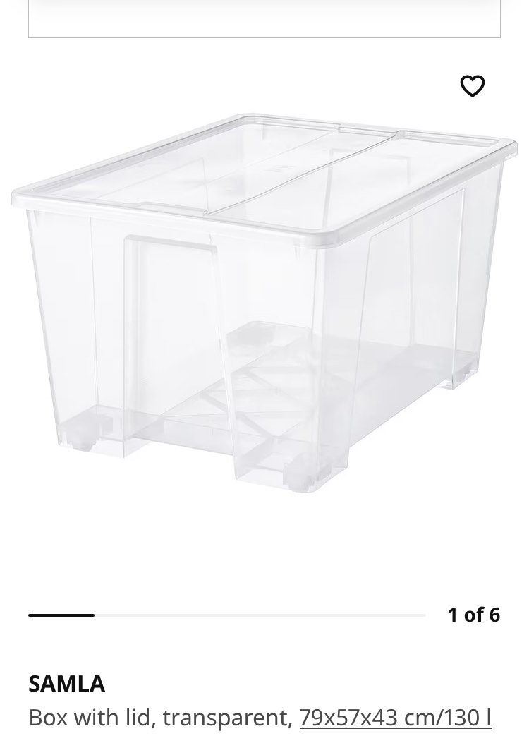 IKEA Samla Storage Box 130 litres, Furniture & Home Living, Home ...