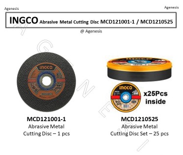 INGCO Abrasive Metal Cutting Disc MCD121001-1 / MCD1210525 (AT1533 ...