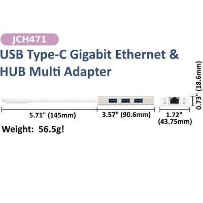 J Create Usb Type C Gigabit Ethernet Hub Multi Adapter Jch Computers Tech Parts