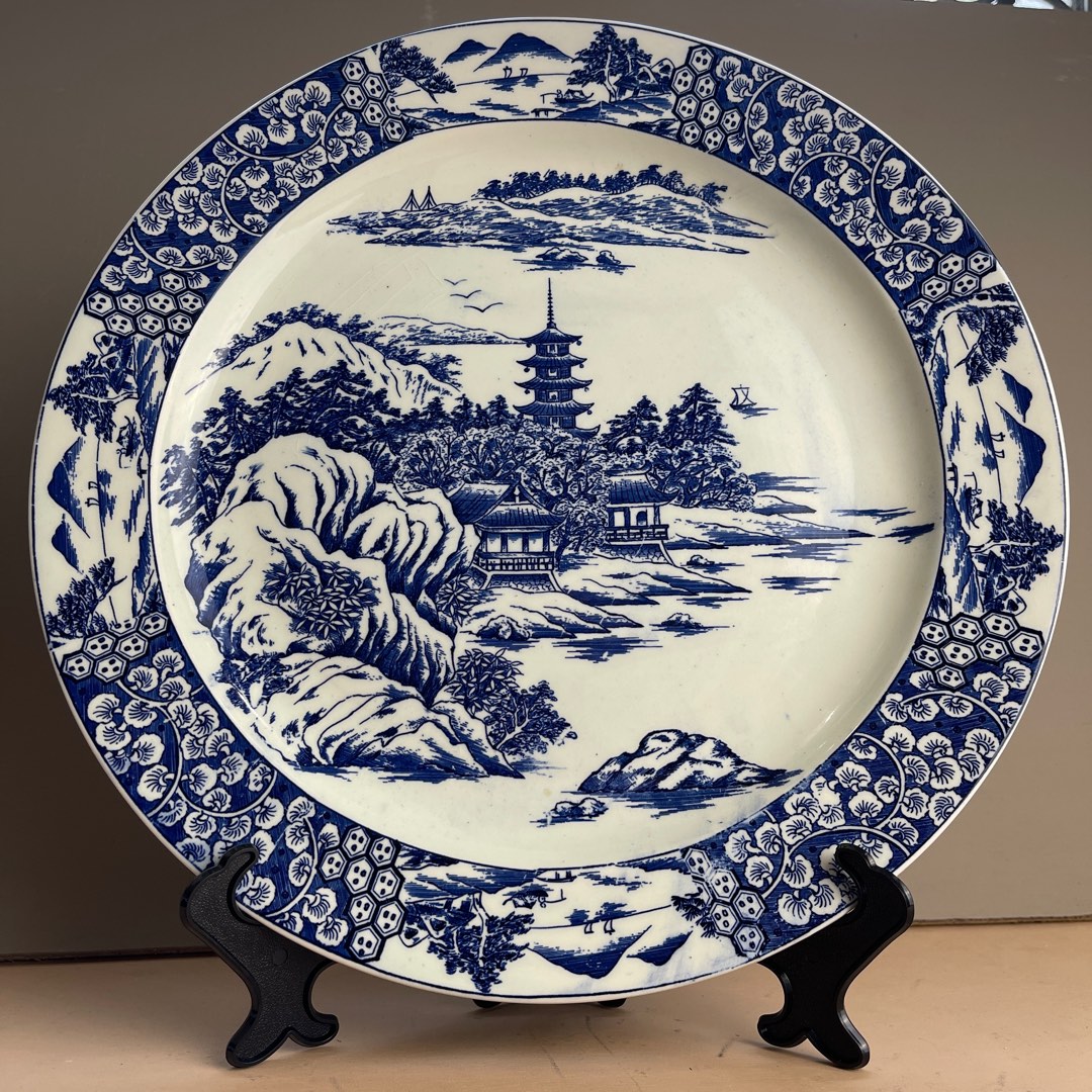 Japanese Ceramic Plate - 14" Overlooking Japanese Temple, Furniture ...