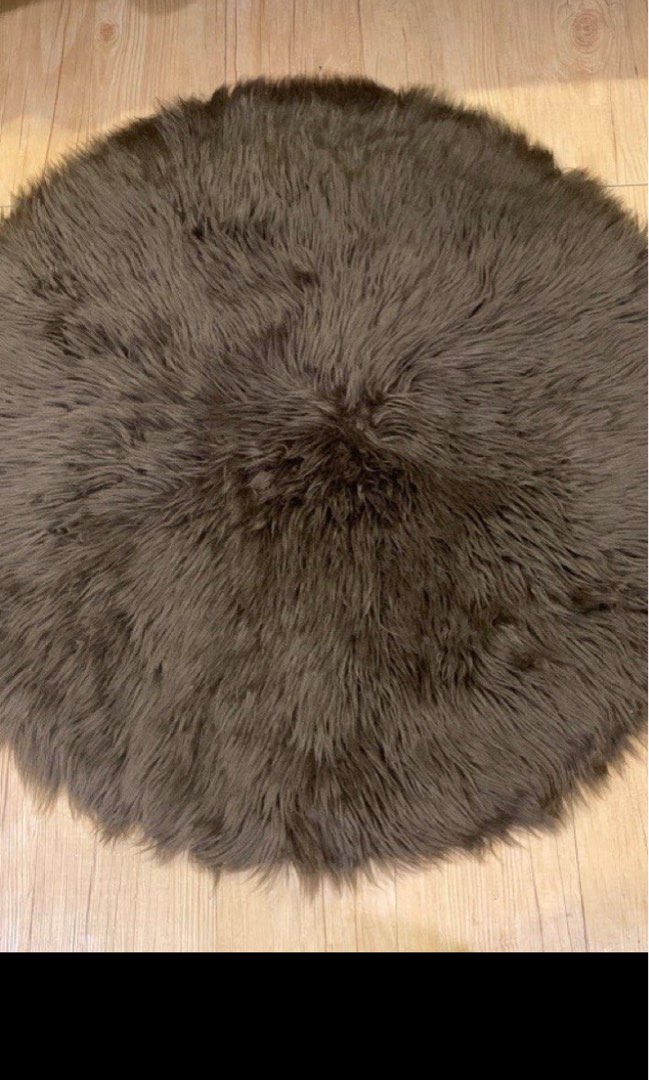 Kaison Rug/Mats/Carpets Brown Round Furry texture, Furniture & Home ...