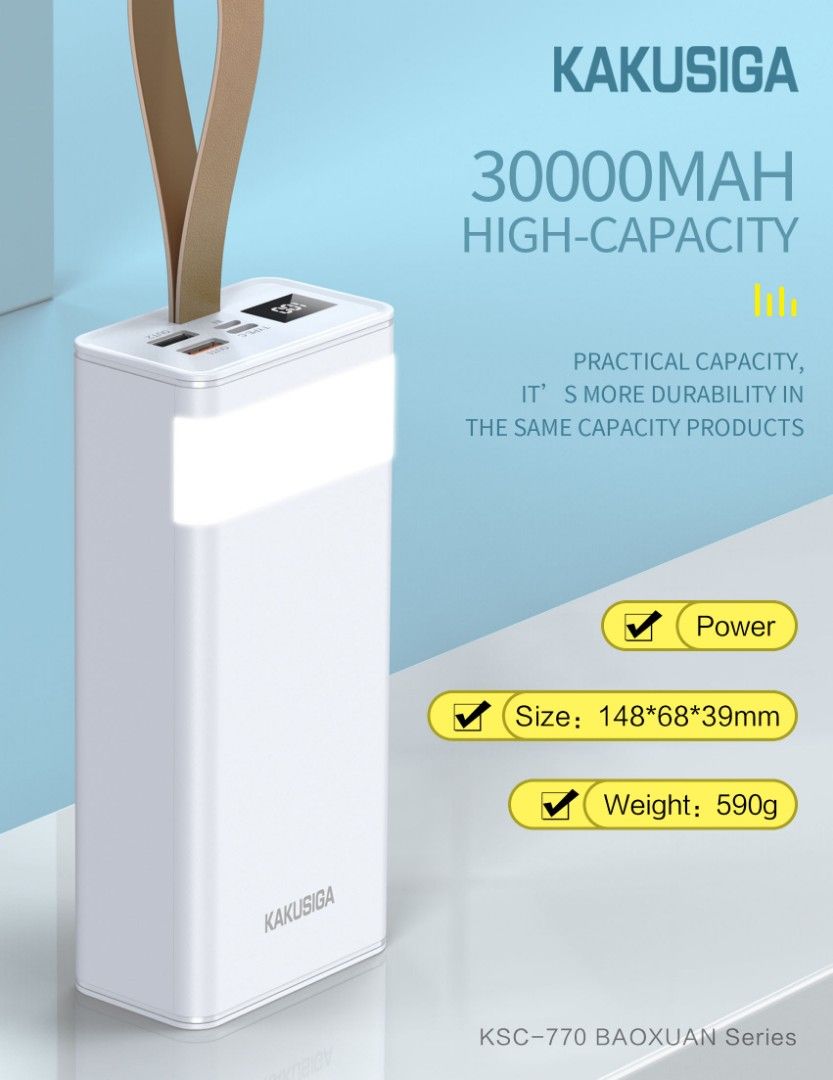 KAKUSIGA KSC-700 30000mah PowerBank w LEDLight, Mobile Phones & Gadgets ...