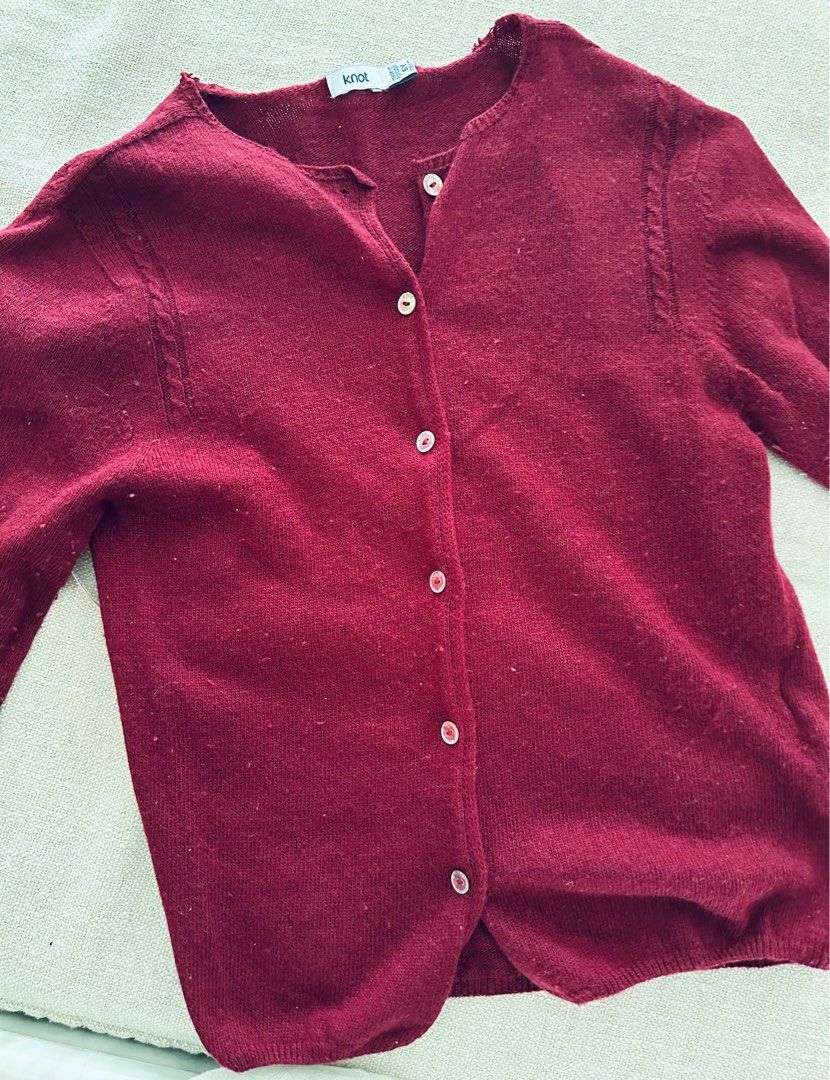 Knot Girls red velvet Cardigan with button, Babies & Kids, Babies ...