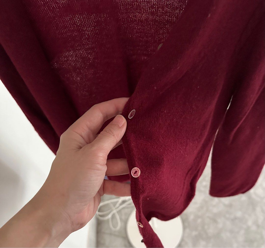 Knot Girls red velvet Cardigan with button, Babies & Kids, Babies ...