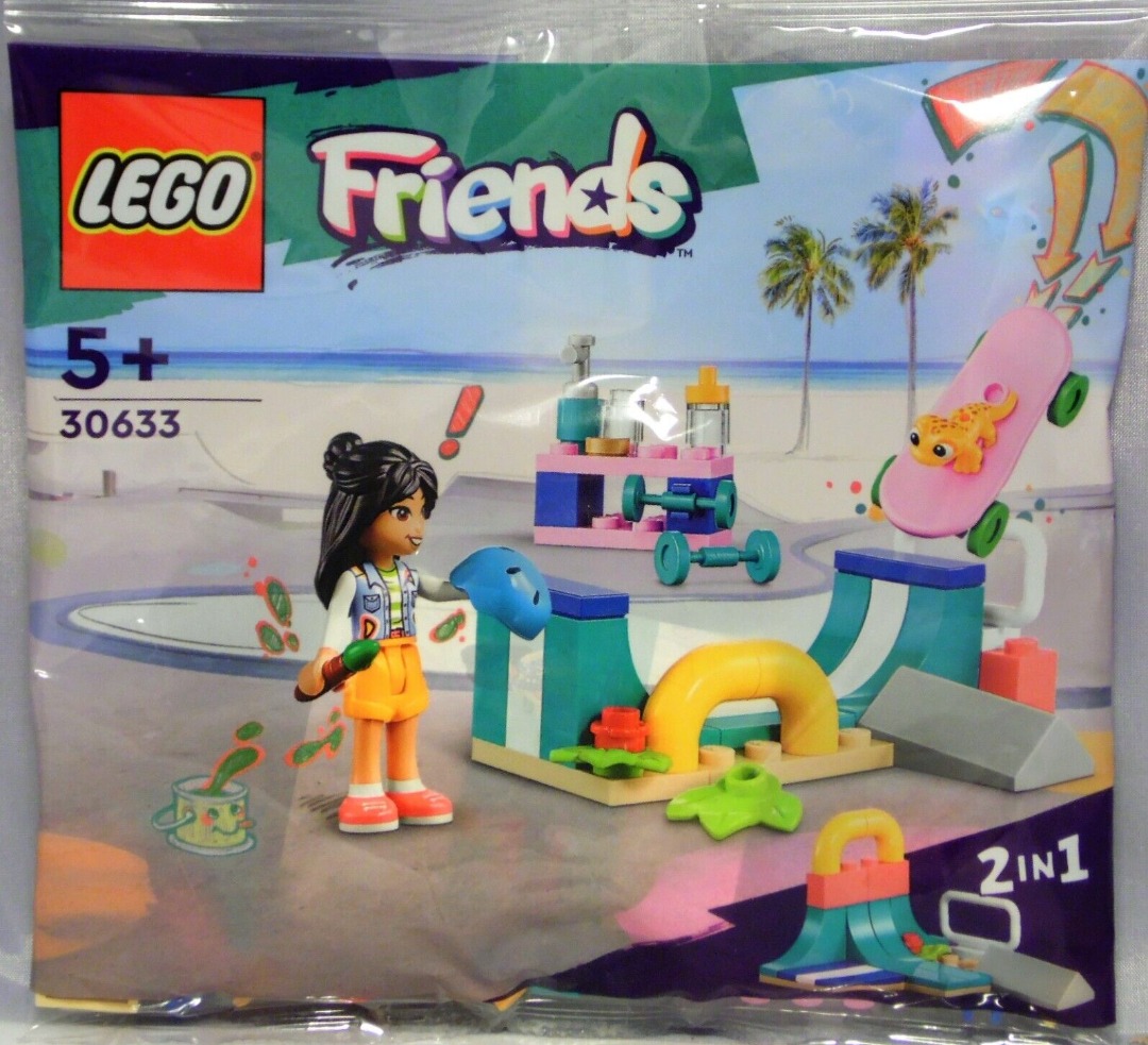 Lego 30633 Friends Skate Ramp with Liann Salamander Gecko Skateboard ...