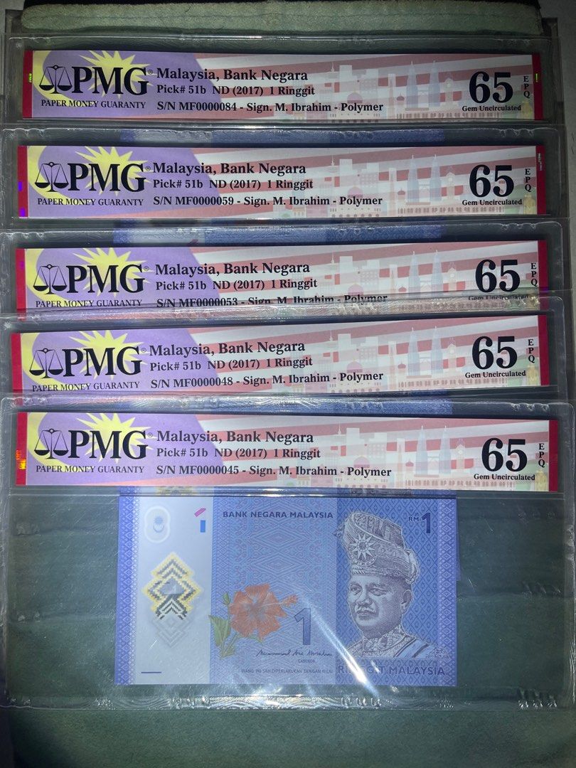 Malaysia 13th RM1 low number 2017 PMG 65EPQ, Hobbies & Toys, Memorabilia & Collectibles ...