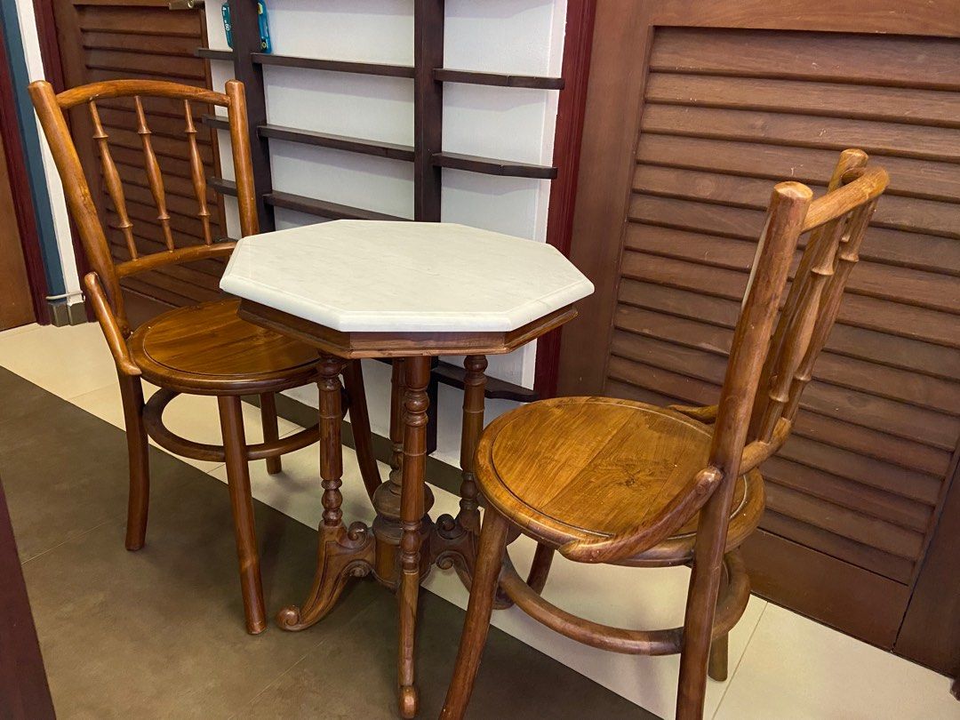 Kopitiam Chairs and Marble Table Set, Furniture & Home Living ...