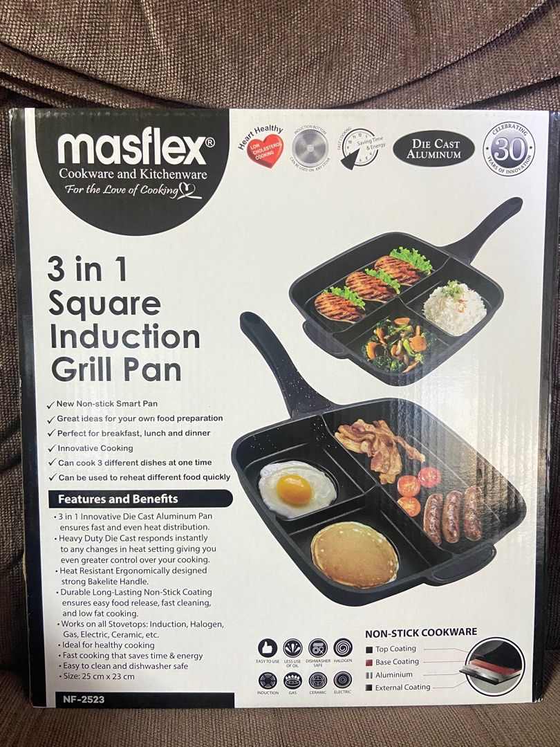 Masflex 3 in 1 Square Induction Grill Pan, TV & Home Appliances ...