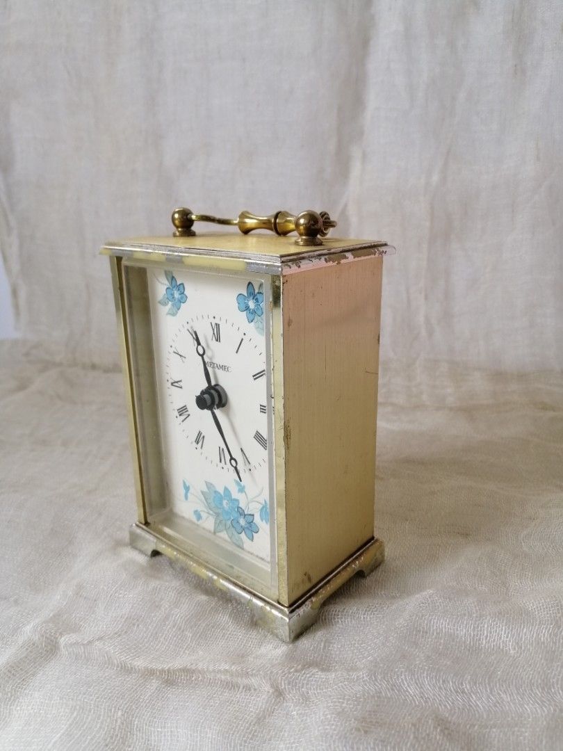 METAMEC vintage table clock blue flower jam meja antik home decor ...