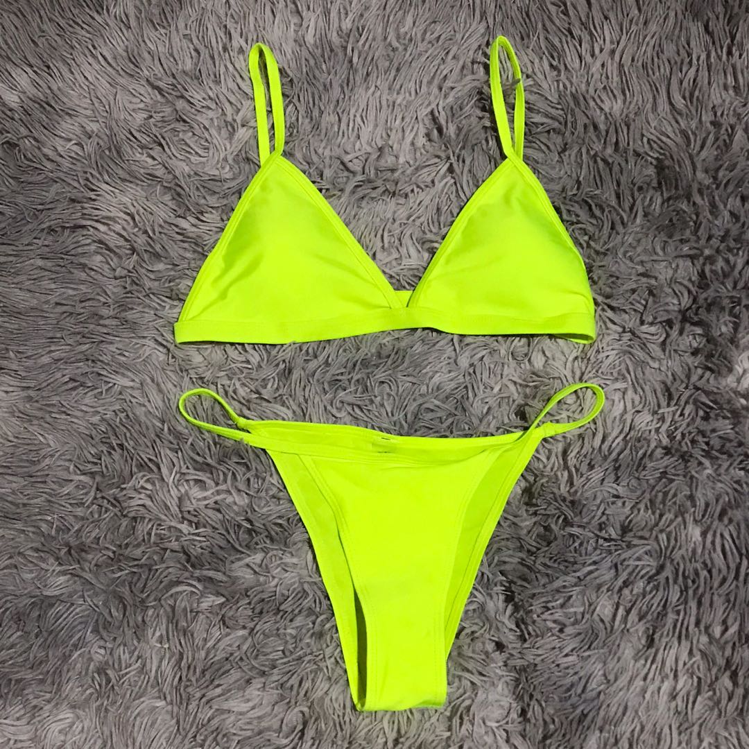 Neon Green Bikini Swimsuit on Carousell