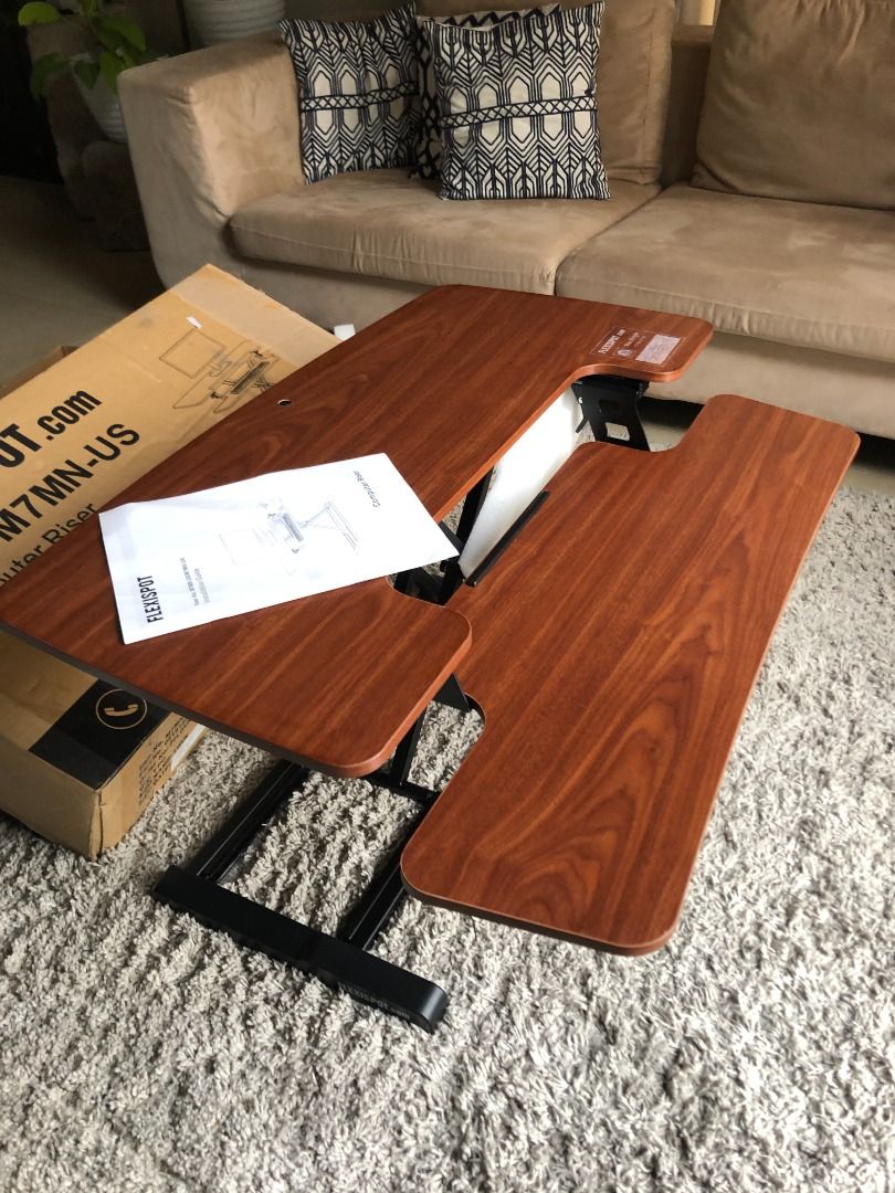 New FlexiSpot M7M 35" AlcoveRiser Standing Desk Converter (Mahogany ...