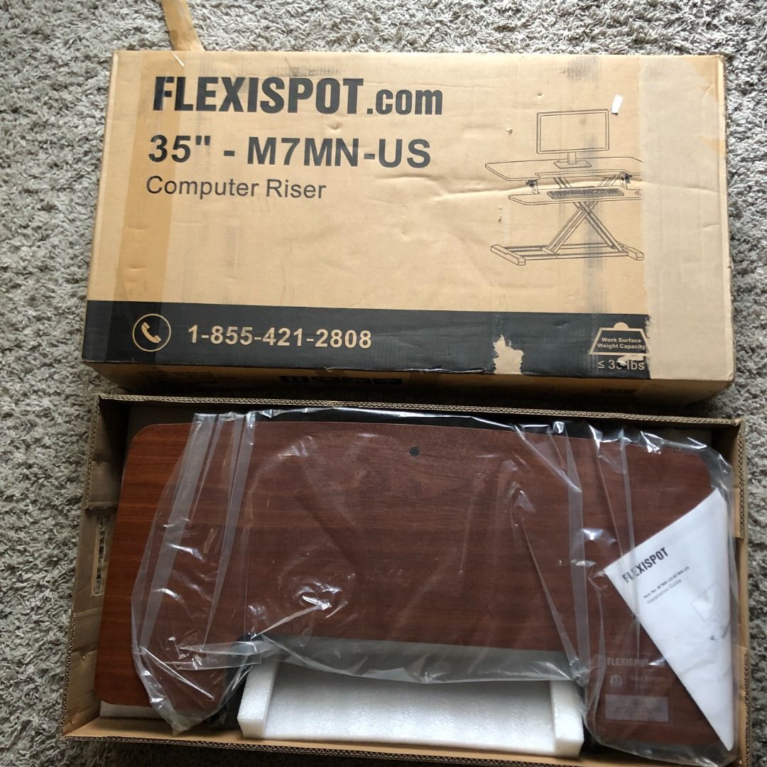 New FlexiSpot M7M 35" AlcoveRiser Standing Desk Converter (Mahogany ...