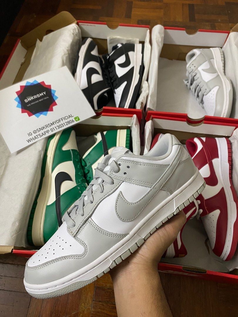 Nike Dunk low grey fog / lottery / gym red/ panda, Men's Fashion ...