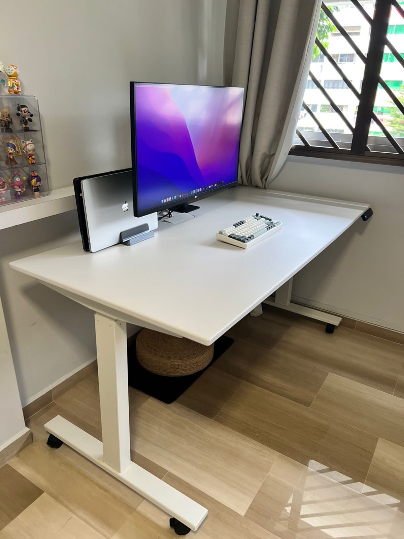 Omnidesk Standing Office Table Zero Electric - Large White, Furniture ...
