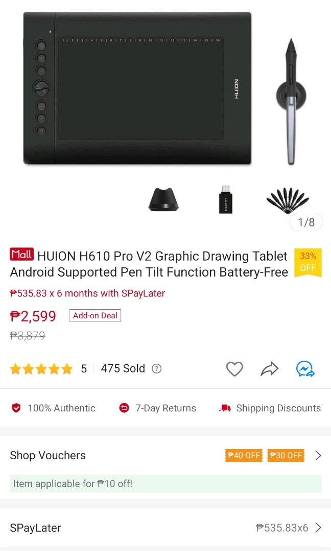 Original Huion Graphics Drawing Tablet H610 Pro V2 on Carousell