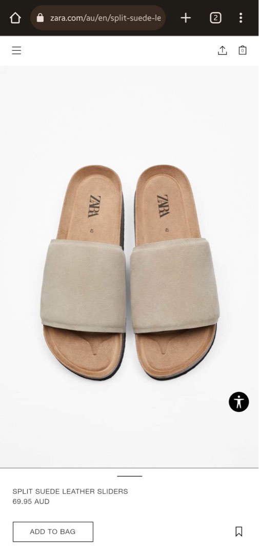 ORIGINAL ZARA SPLIT SUEDE LEATHER SLIDERS on Carousell