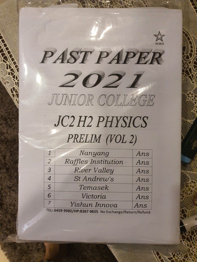 Past paper 2021 jc2 H2 physics, Hobbies & Toys, Books & Magazines ...