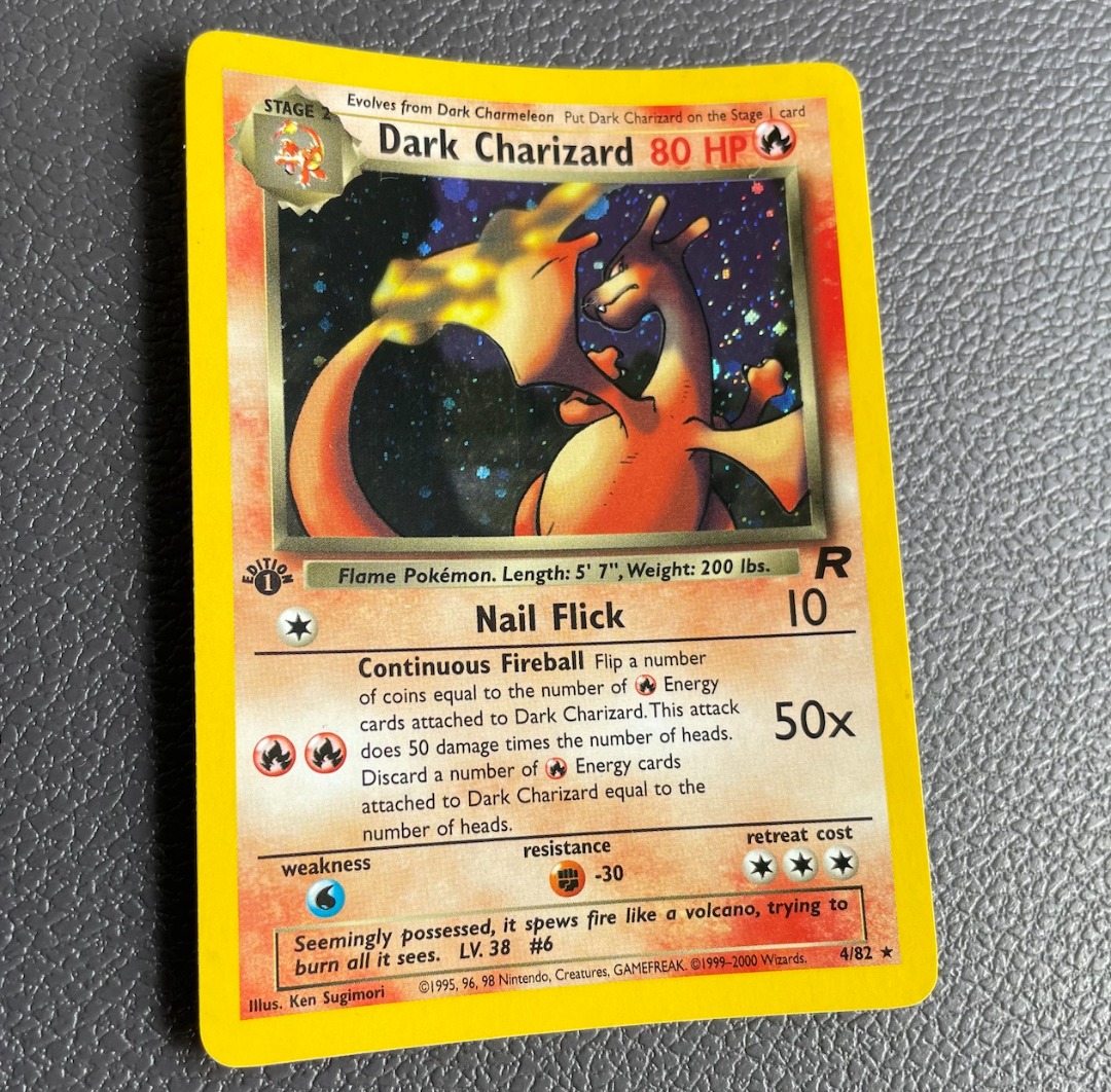 Pokemon TCG Card Game Dark Charizard Team Rocket Holo 1st Edition 4/82 ...