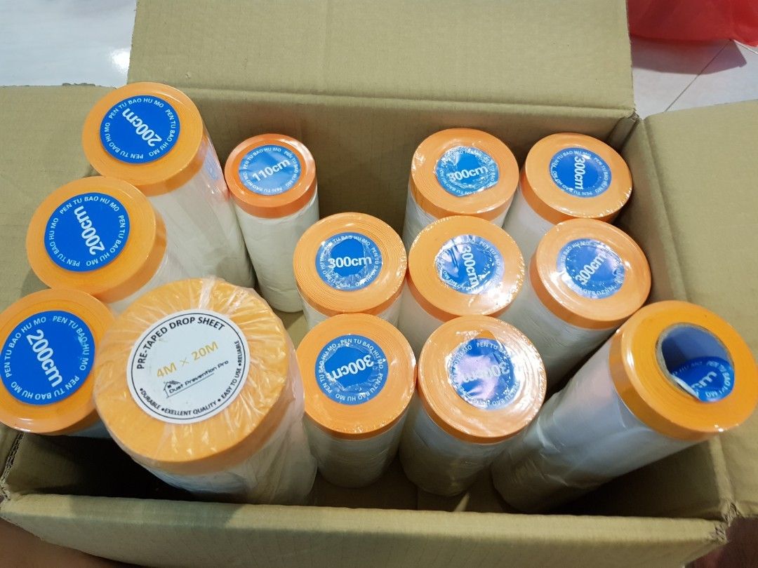 Pre-taped plastic sheets roll for HDB upgrading reno., Hobbies & Toys ...