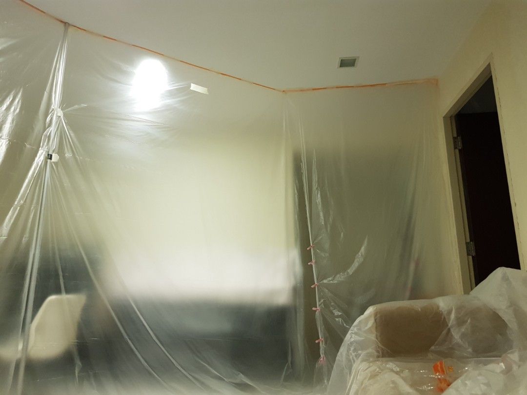 Pre-taped plastic sheets roll for HDB upgrading reno., Hobbies & Toys ...