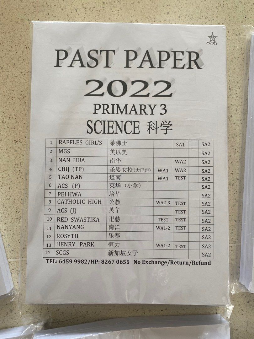 Primary 1, 2 & Primary 3 P1 P2 P3 School Exams Past Year Papers ...