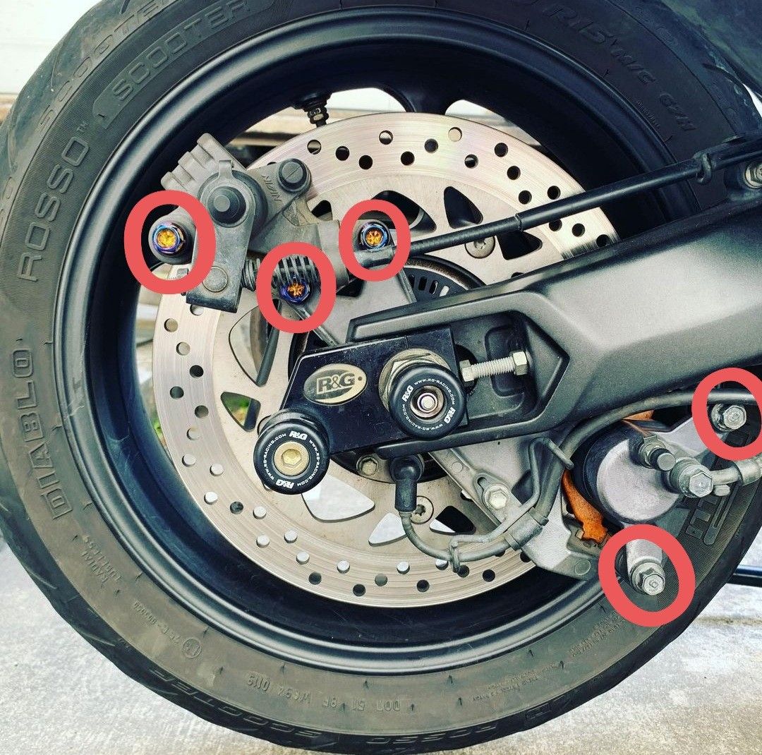 Rear hand brake and rear caliper bolts for Tmax, Motorcycles ...