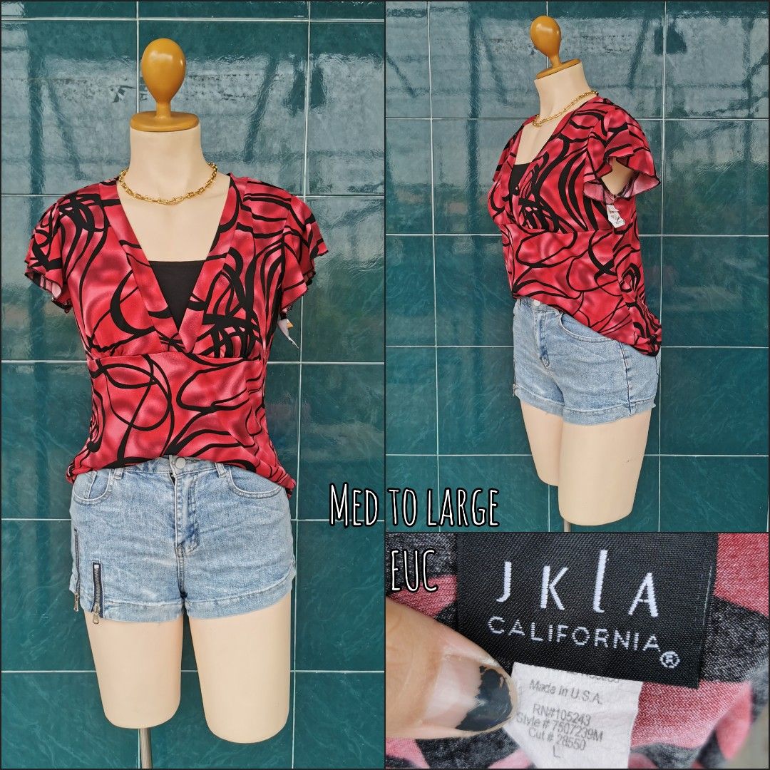 red lines design med to large blouse JKLA brand on Carousell