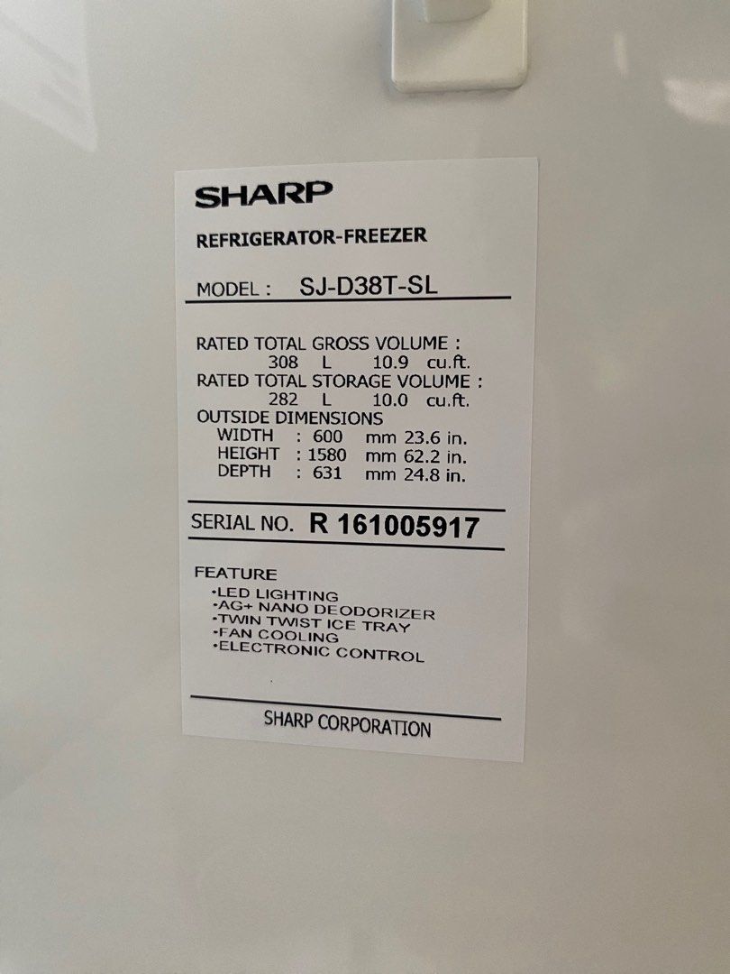 Sharp refrigerator, TV & Home Appliances, Kitchen Appliances ...