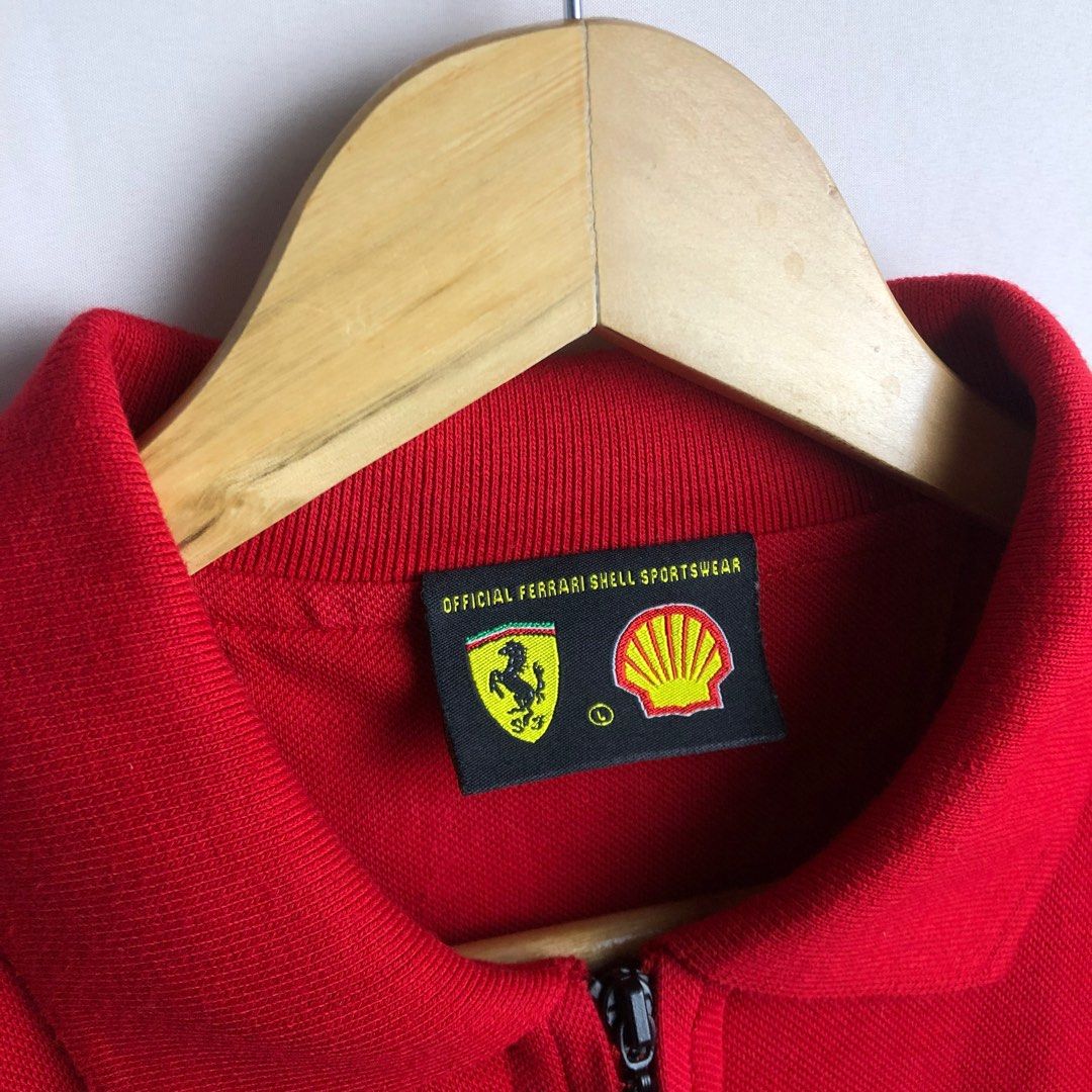 Shell x Ferrari Zipped Polo Shirt on Carousell
