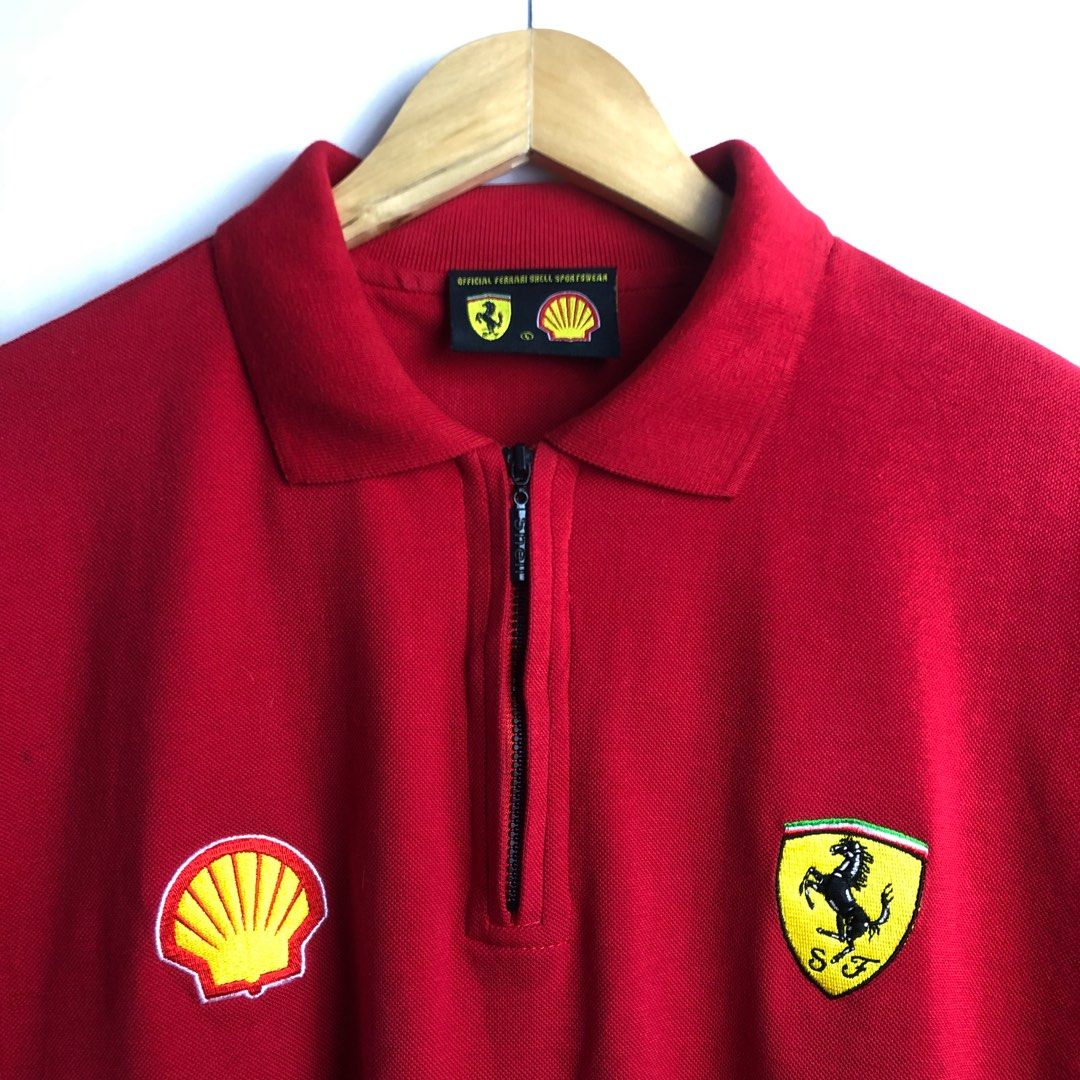 Shell x Ferrari Zipped Polo Shirt on Carousell