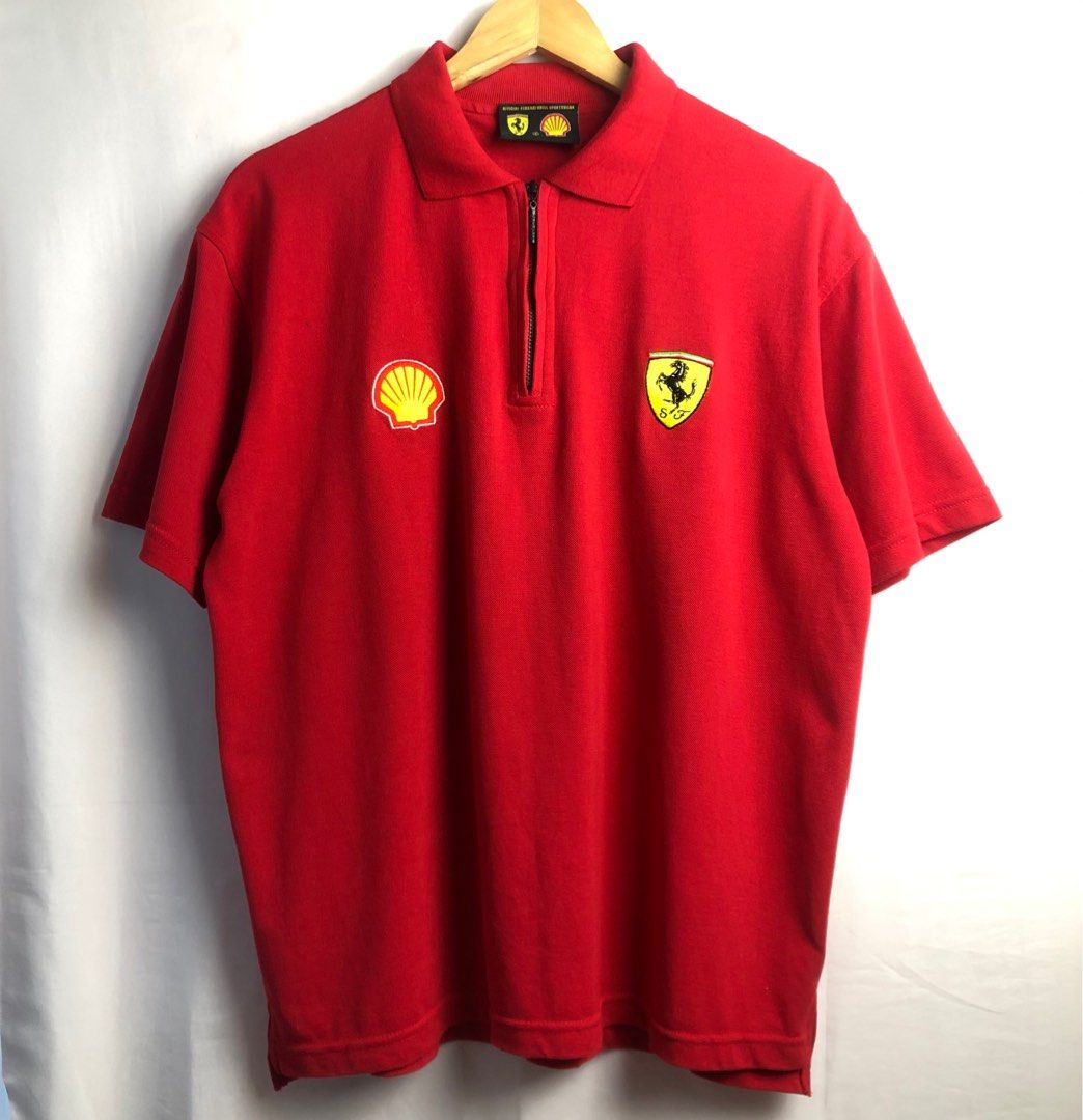 Shell x Ferrari Zipped Polo Shirt on Carousell