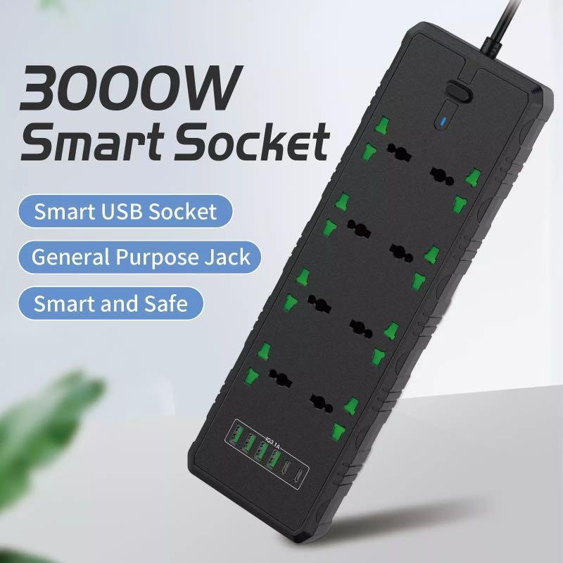 Socket surge protect 8 Port power strip with 4x 3.1A USB port & 2 PD ...