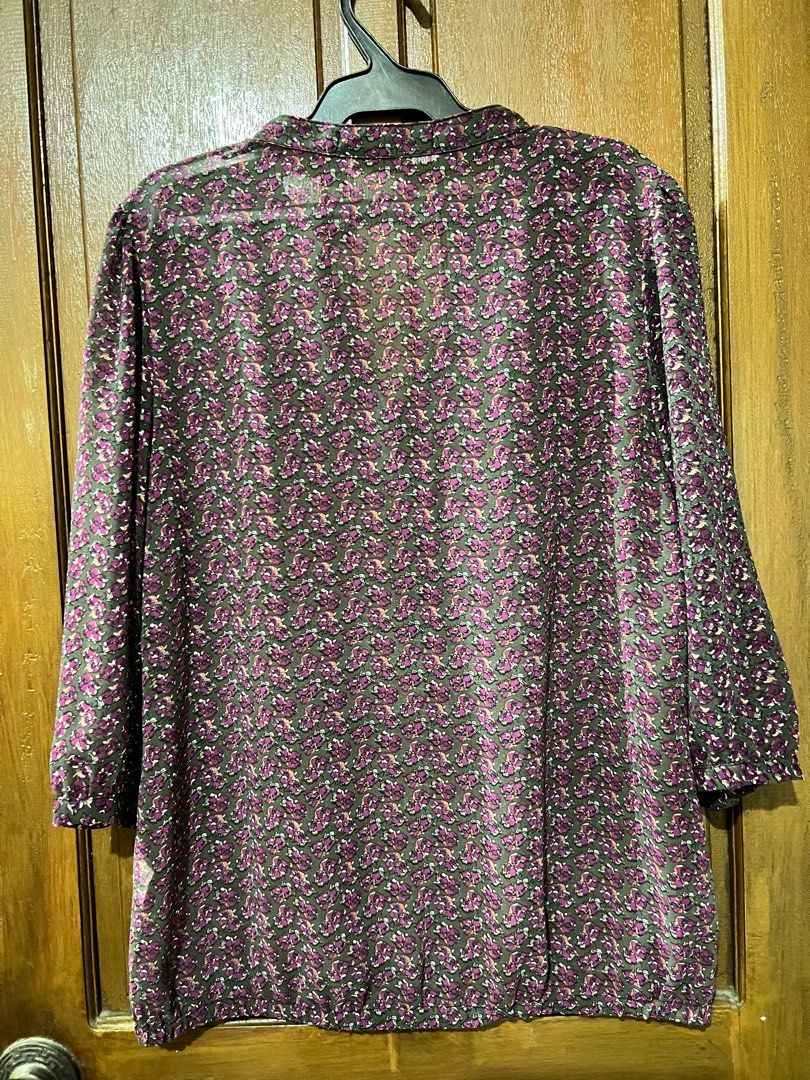 Soen floral sheer blouse with inner sando, Women's Fashion, Tops ...