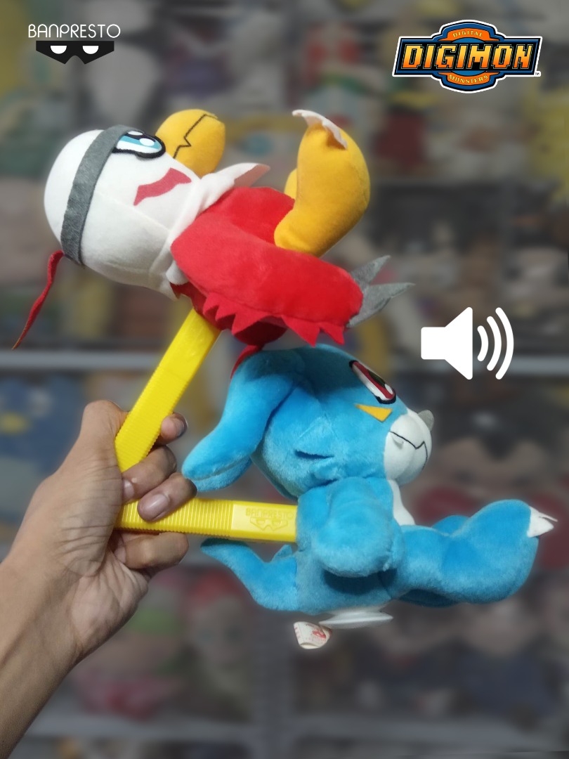 Squeaky Hammer Hawkmon Veemon Digimon Anime Plush Toy (Banpresto) on ...