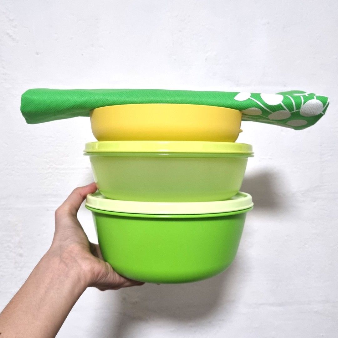 Tupperware 1L and 1.5L Modular Round Bowl Container with Noodle Holder ...